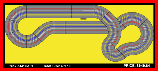 MaxTrax Scale Racing 4 Lane 10 Foot Tracks